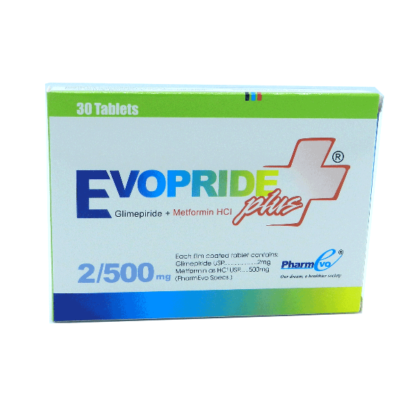 Evopride Plus Tablets 2/500mg 30's – Medical Bazar