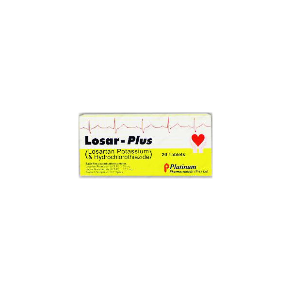 Losar Plus Tablets 50/12.5mg 2X10's – Medical Bazar