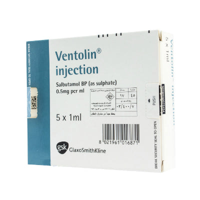 Ventolin Injection 0.5mg 5 Ampoules – Medical Bazar